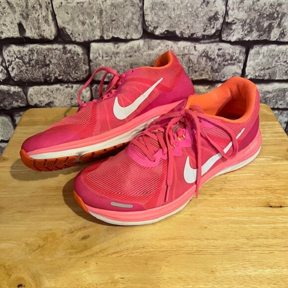 Nike | Shoes | Nike Pink Orange Dual Fusion X2 Lace Up Sneakers Size 1 ...